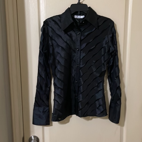 Zba | Tops | Zba Deconsteucted Dressy Button Down Shirt Size Small ...